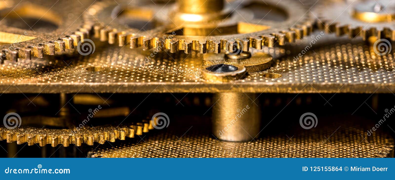 Closeup of a Analogous Clockwork, Gears and Brassy Components Stock ...