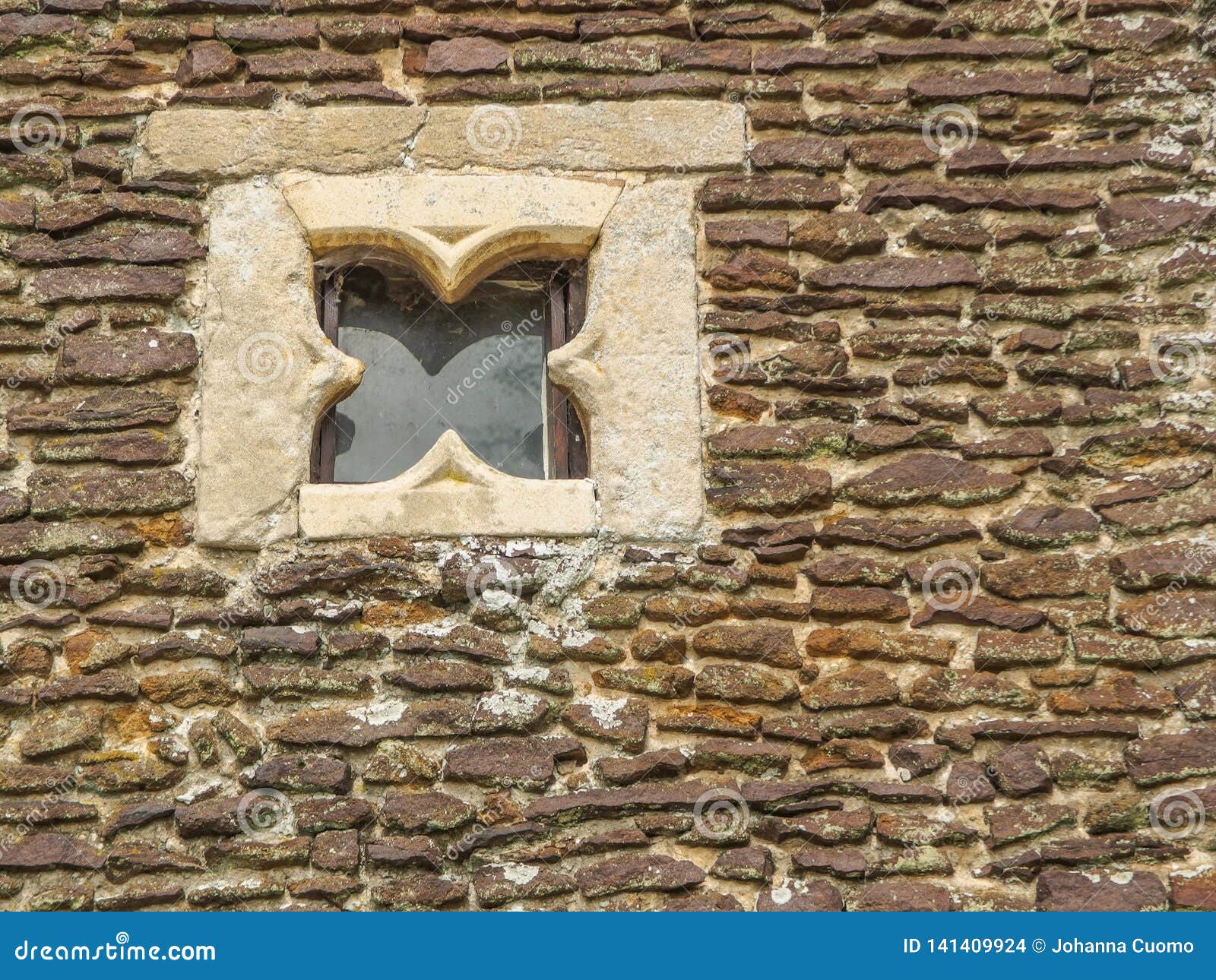 Closeup of Ancient Stone Wall with an Interesting Square Window Stock ...