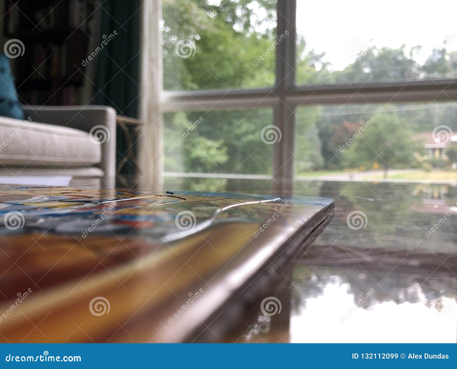 Puzzle on Table with Window Stock Image - Image of background, angle ...