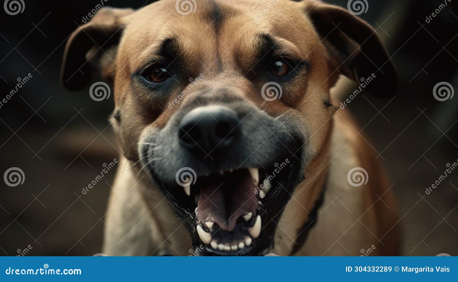 Closeup Angry Aggressive Dog Growling and Shows Teeth Stock ...