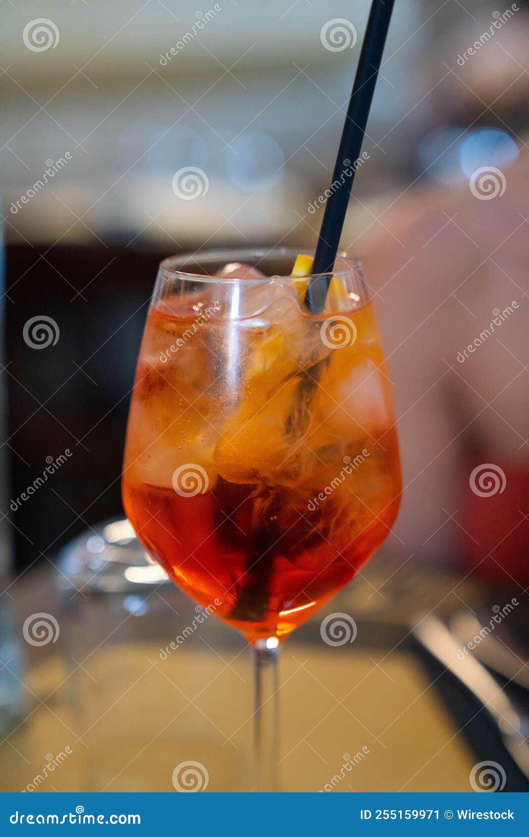 Closeup of an Aperol Spritz at Restaurant Stock Image - Image of ...
