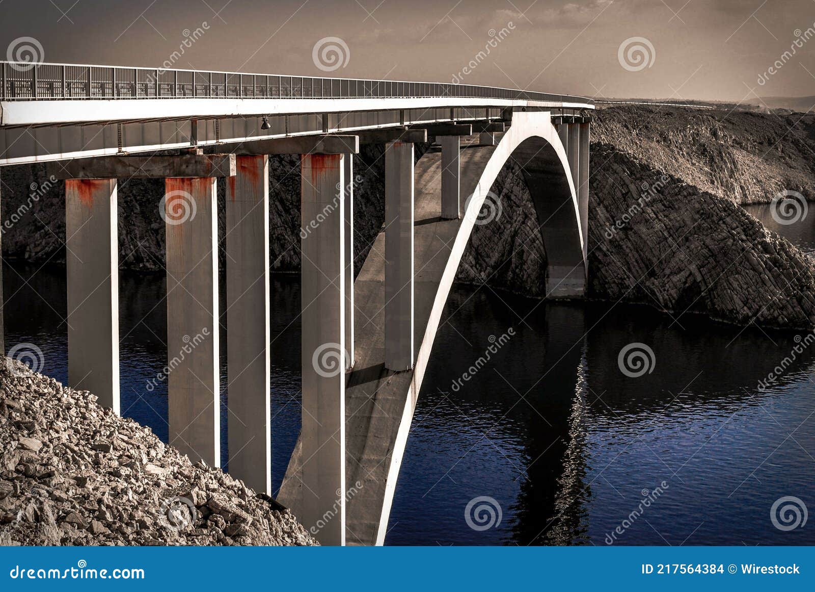 Closeup of an Arch Bridge Over a River Stock Photo - Image of bridge ...