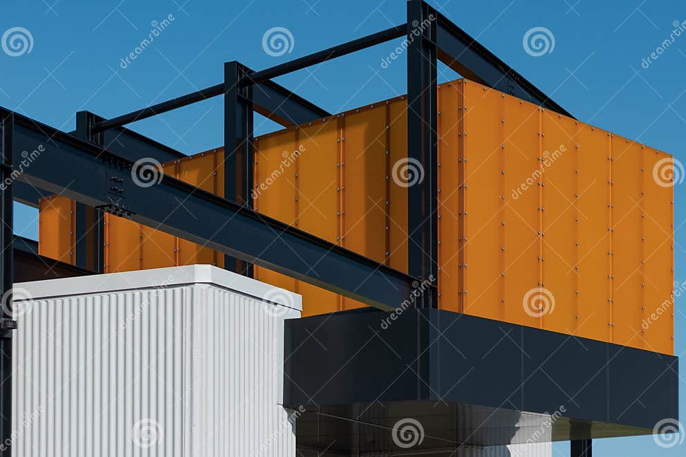 Closeup of an Architectural Bright Orange Building, Featuring a ...