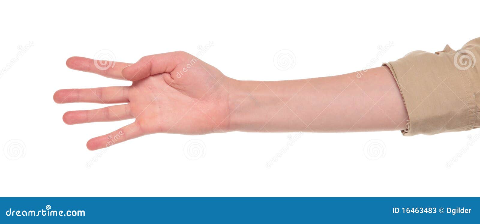 Closeup of Arm - Hand Making Number Four Sign. Stock Image - Image of ...