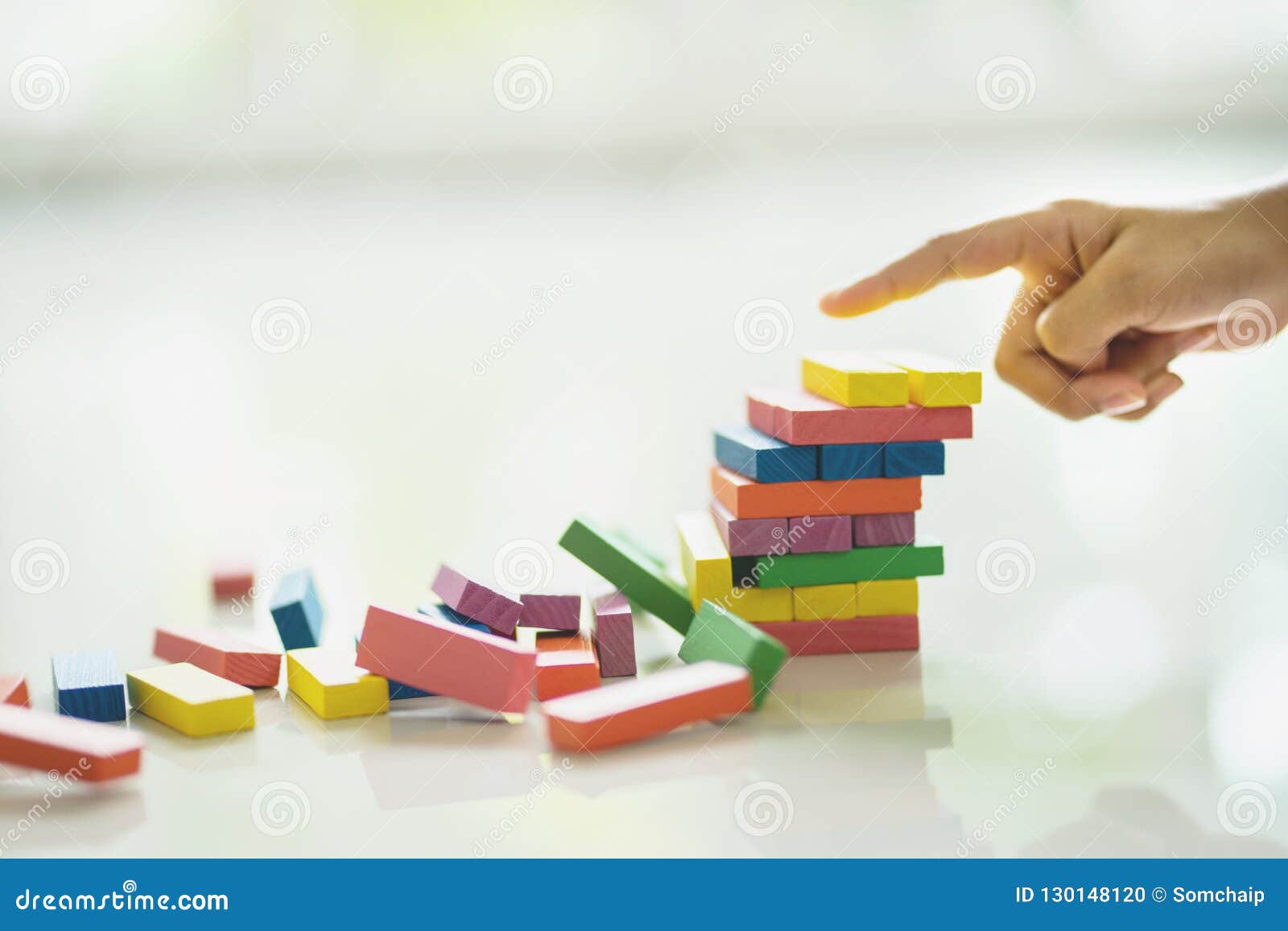 Closeup of Asian Kids Hand Playing Wood Blocks Stack Game Stock Photo ...