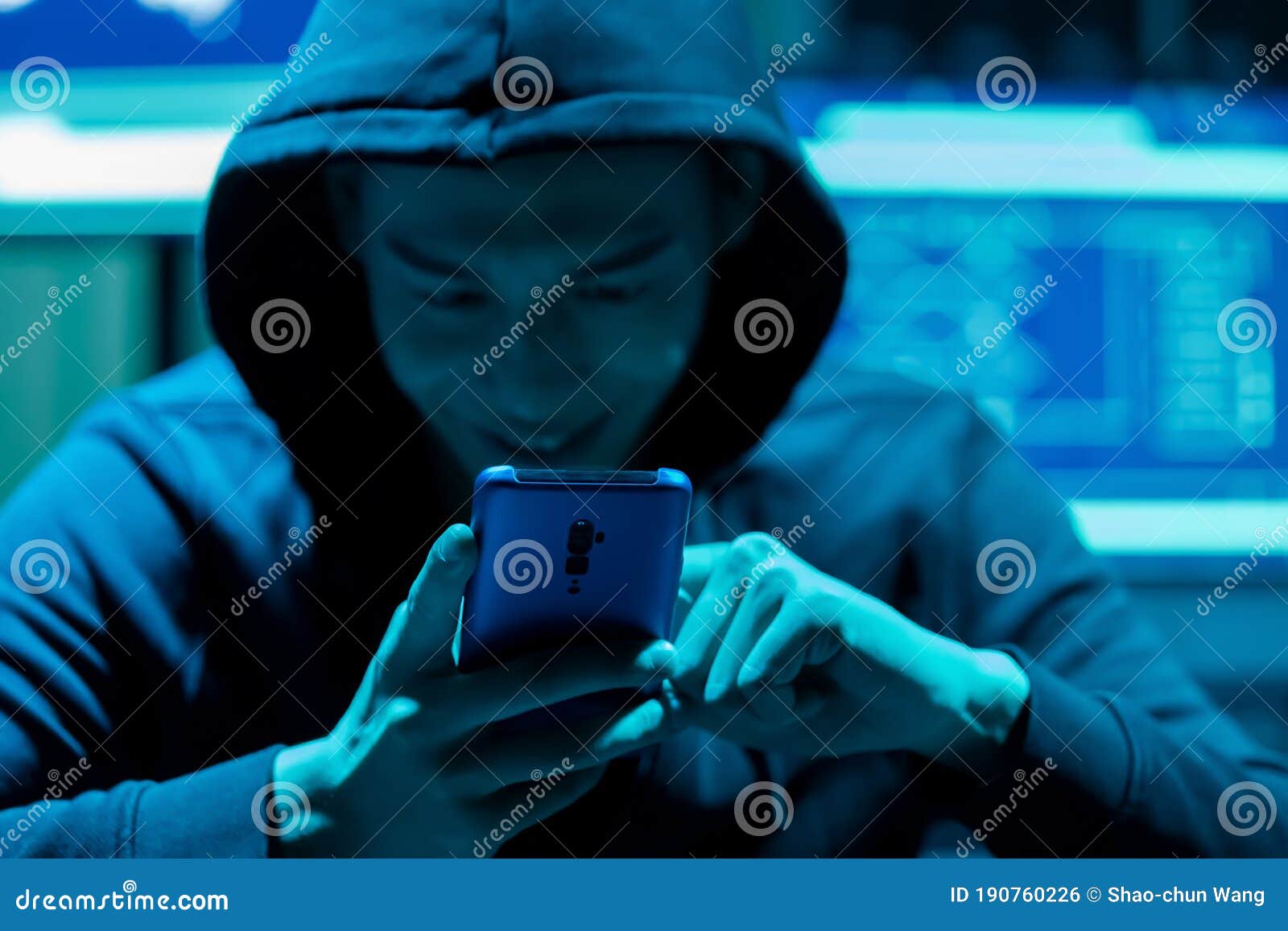 Closeup of Asian Male Hacker Stock Photo - Image of male, concept ...