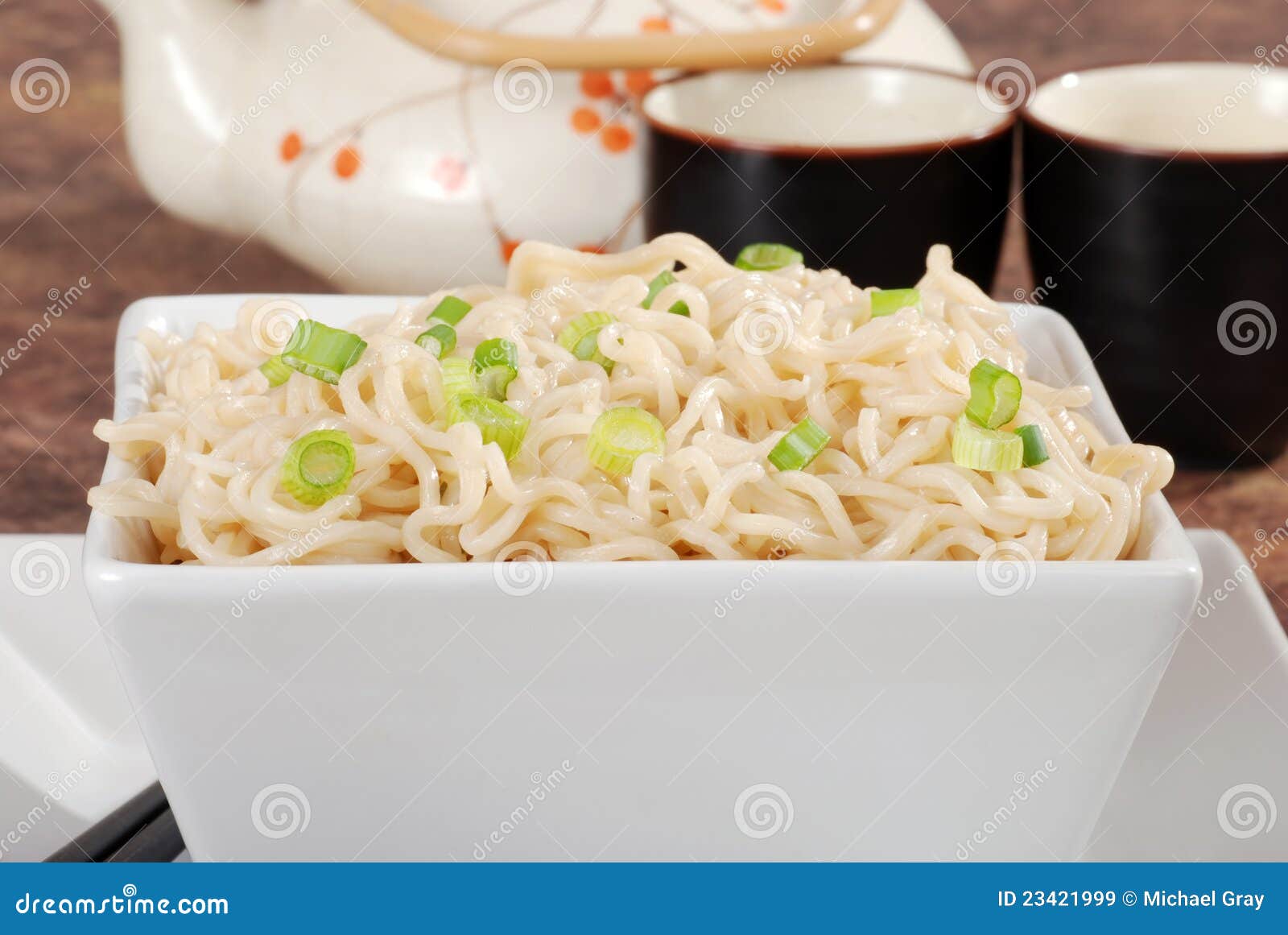 Closeup Asian Noodles with Spring Onions Stock Image - Image of dinner ...