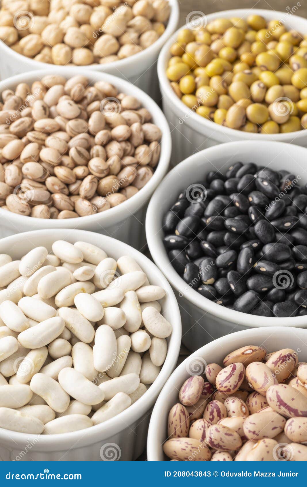 Closeup of Assorted Beans on White Bowls Stock Image - Image of organic ...