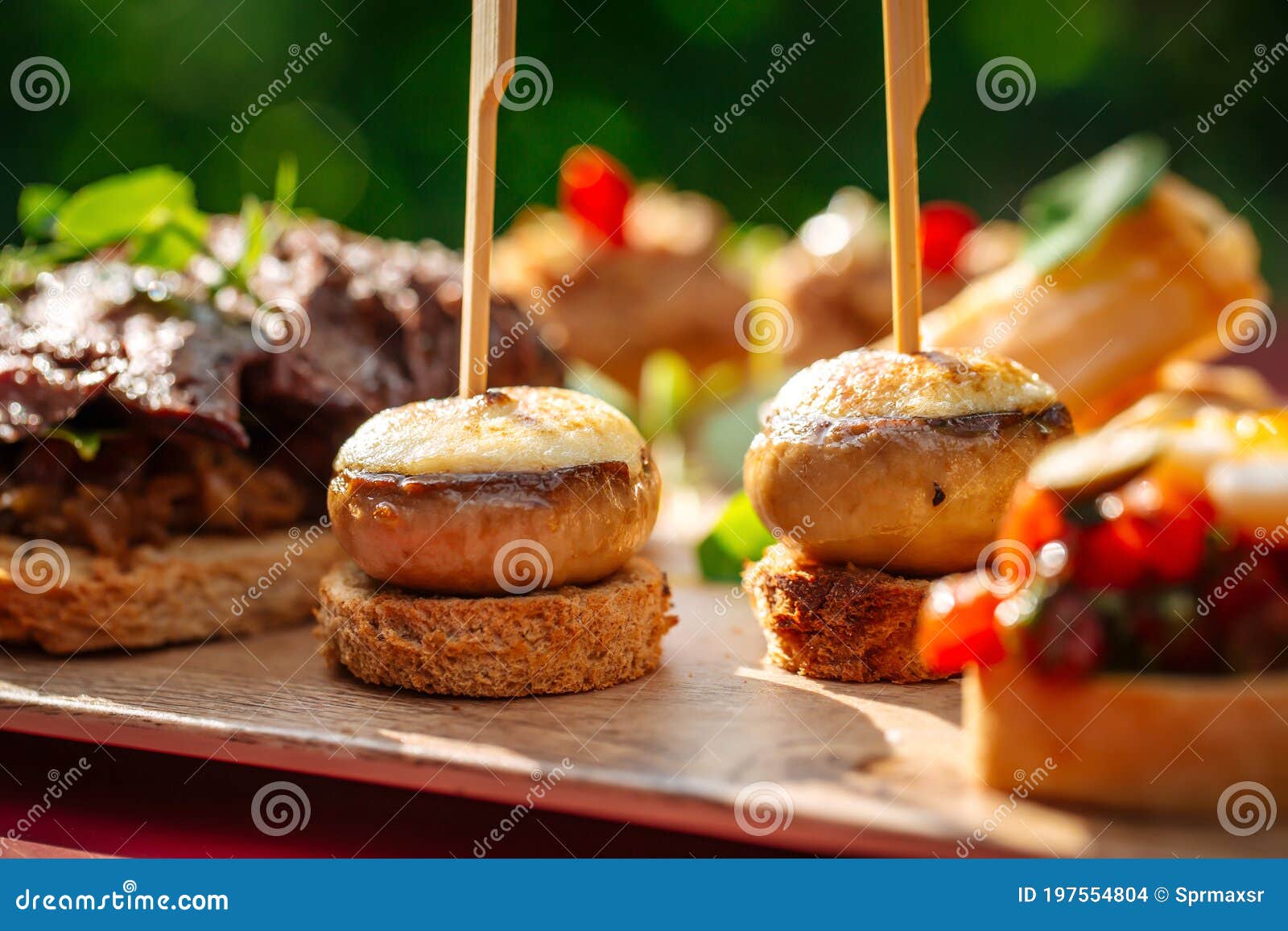 Assorted Spanish Tapas with Different Toppings Stock Photo - Image of ...