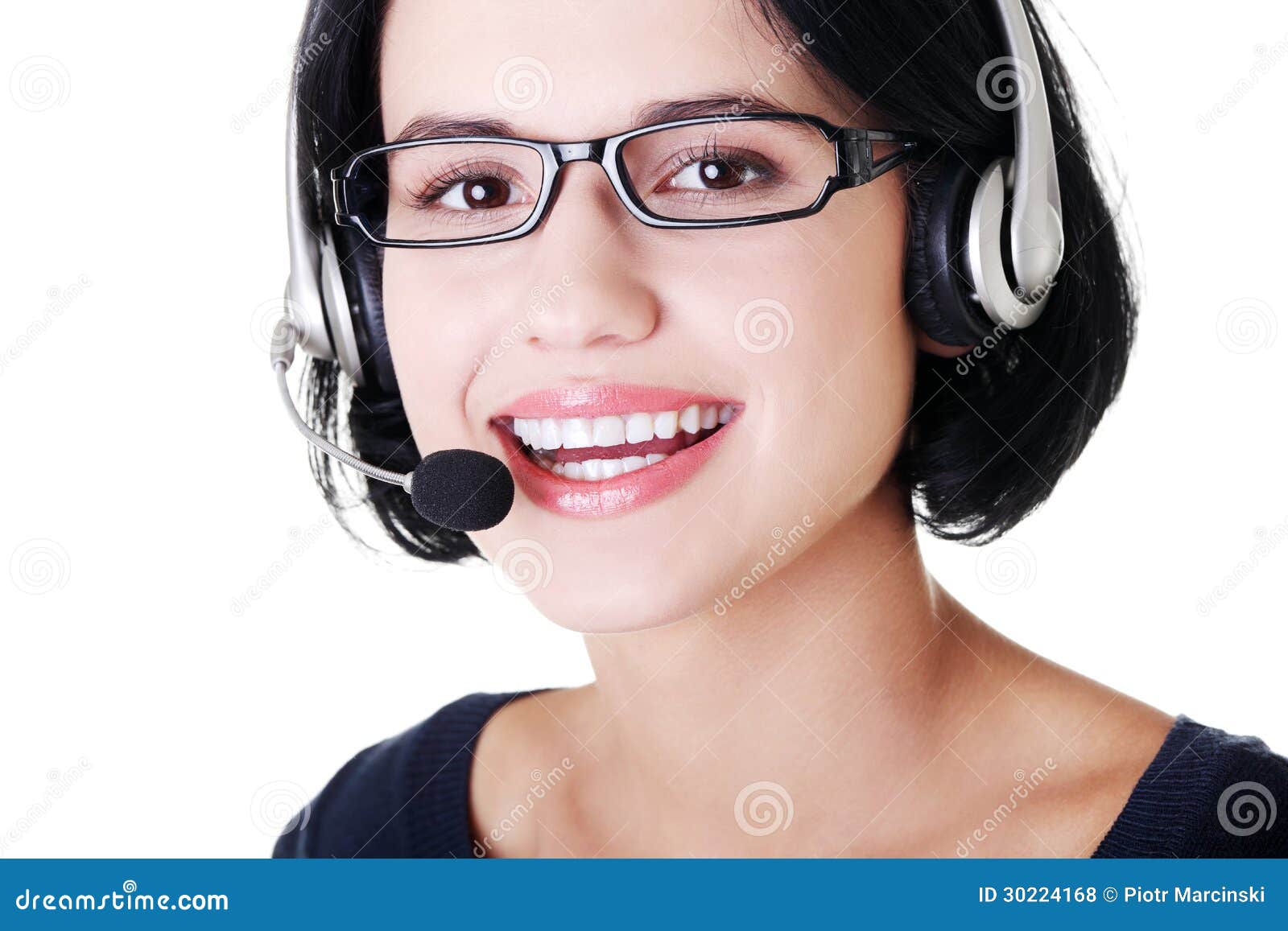 Attractive Customer Support Representative Smiling Stock Photo - Image ...