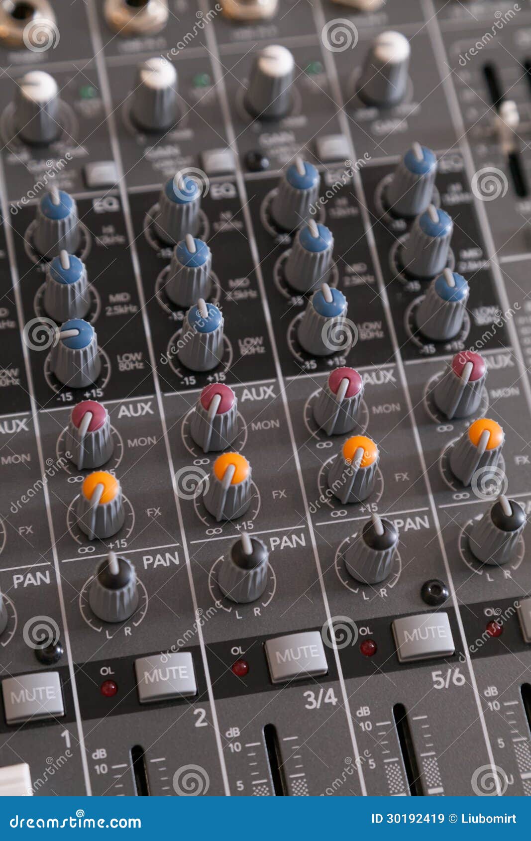 Audio mixer knobs stock image. Image of controller, broadcast - 30192419