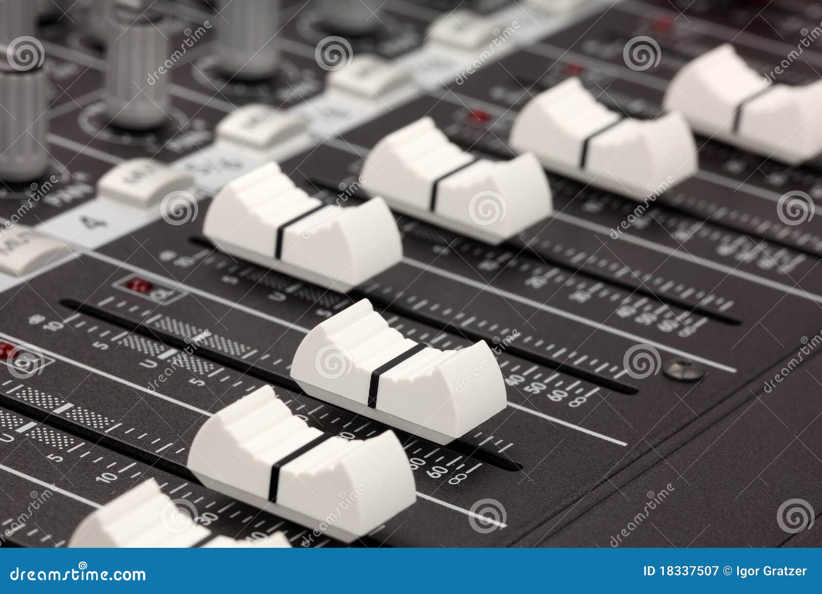Closeup of Audio Mixing Console. Shallow Depth of Stock Image - Image ...