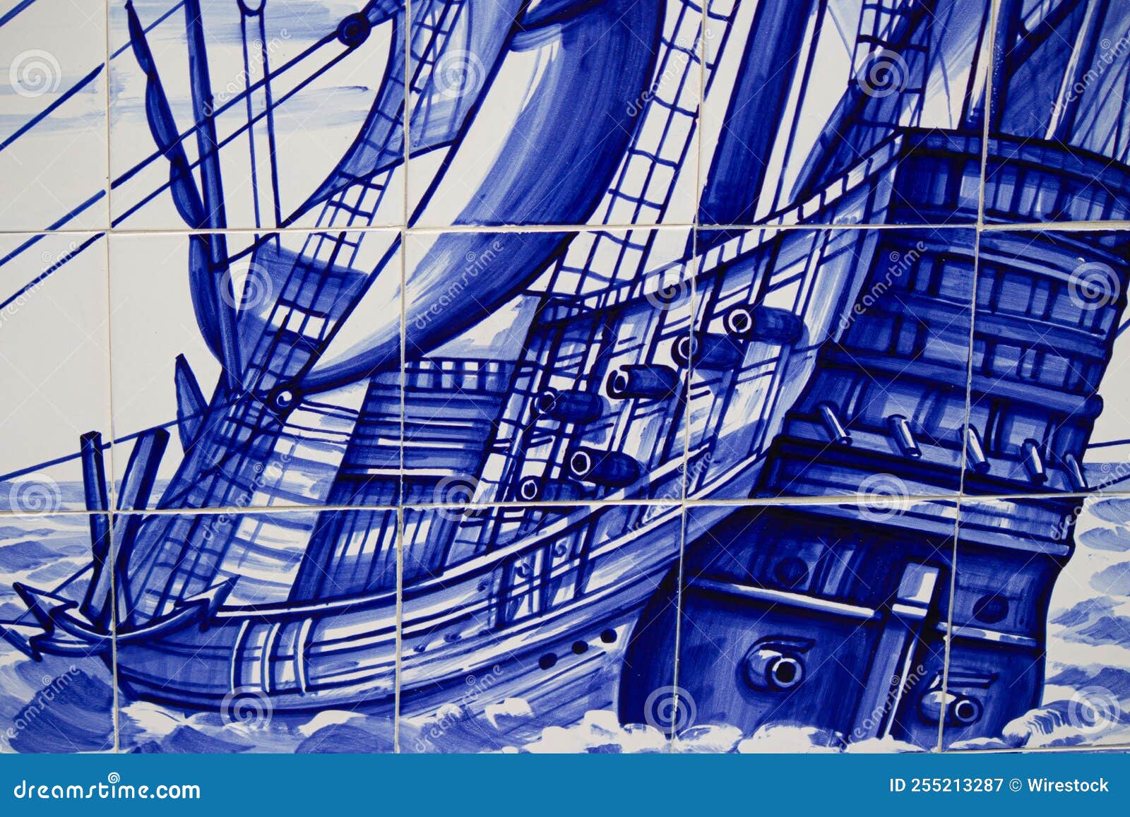 Closeup of Azulejo Ship Ceramic Tiles Editorial Photography - Image of ...