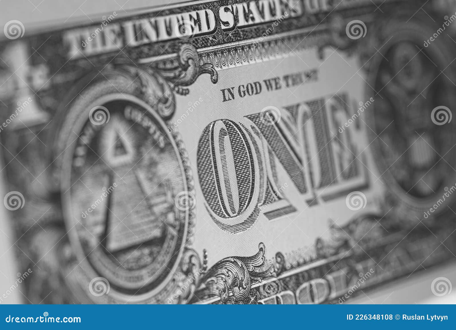 Closeup of Back Side of 1 Dollar Bill Stock Photo - Image of note ...