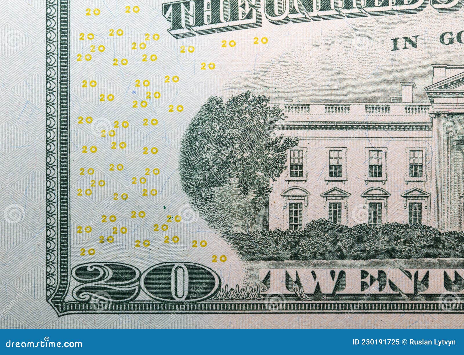 Closeup of Back Side of 20 Dollar Stock Image - Image of exchange ...