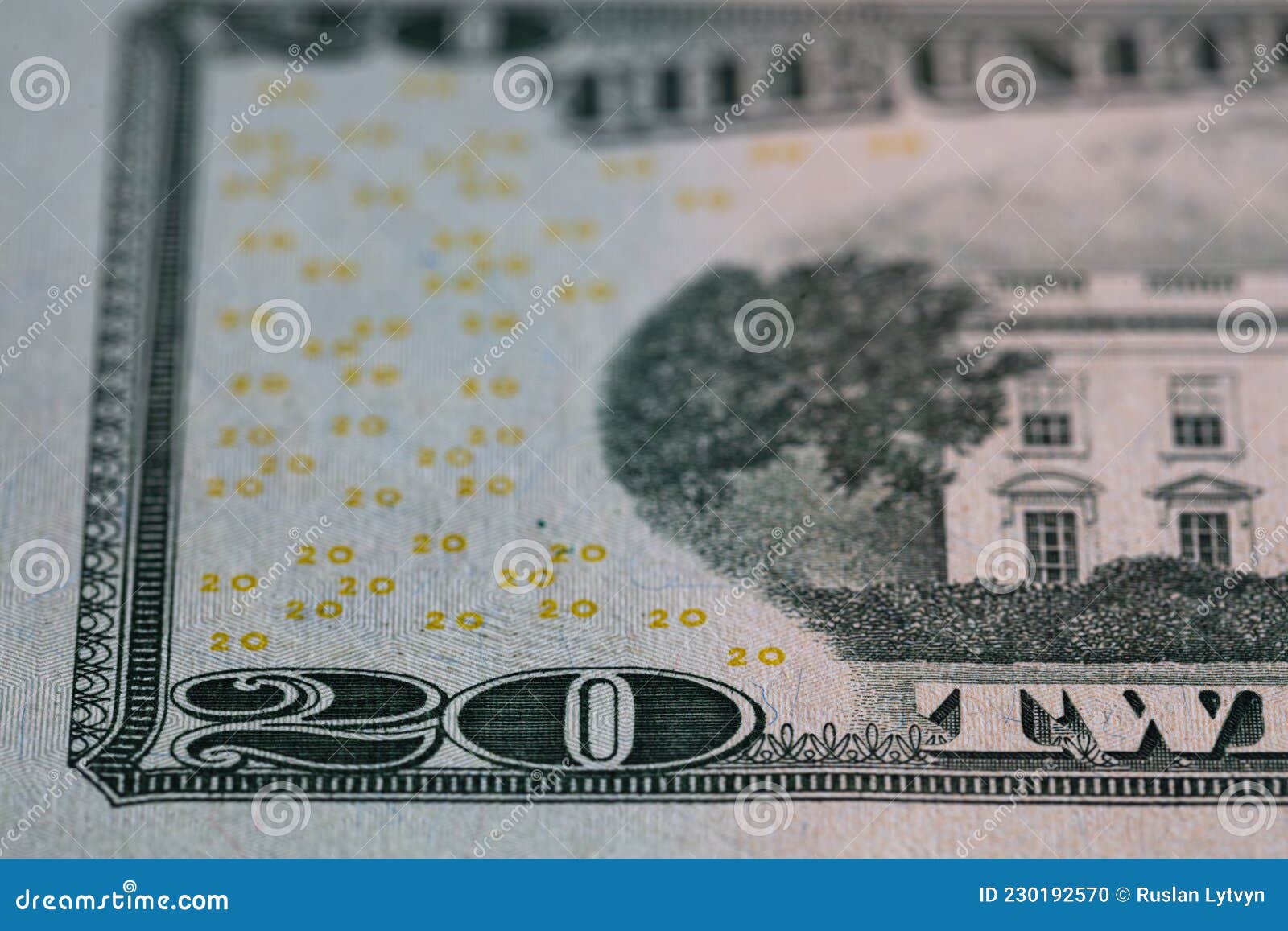 Closeup of Back Side of 20 Dollar Stock Photo - Image of investment ...