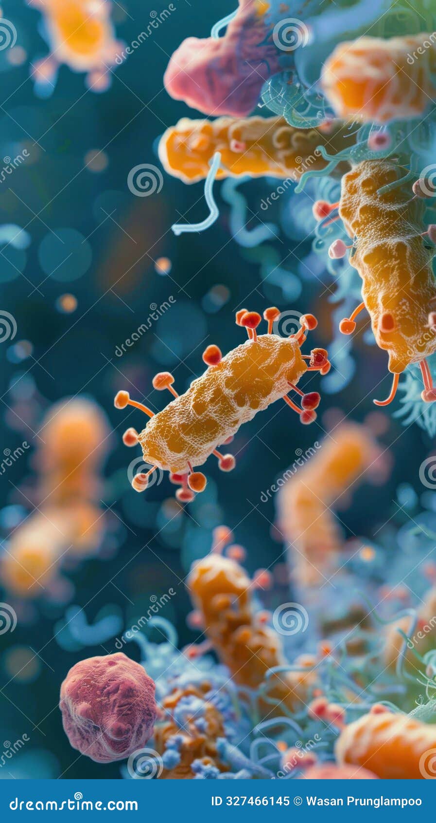 Closeup of Bacteria Under a Microscope, Illustrating Microbial Growth ...