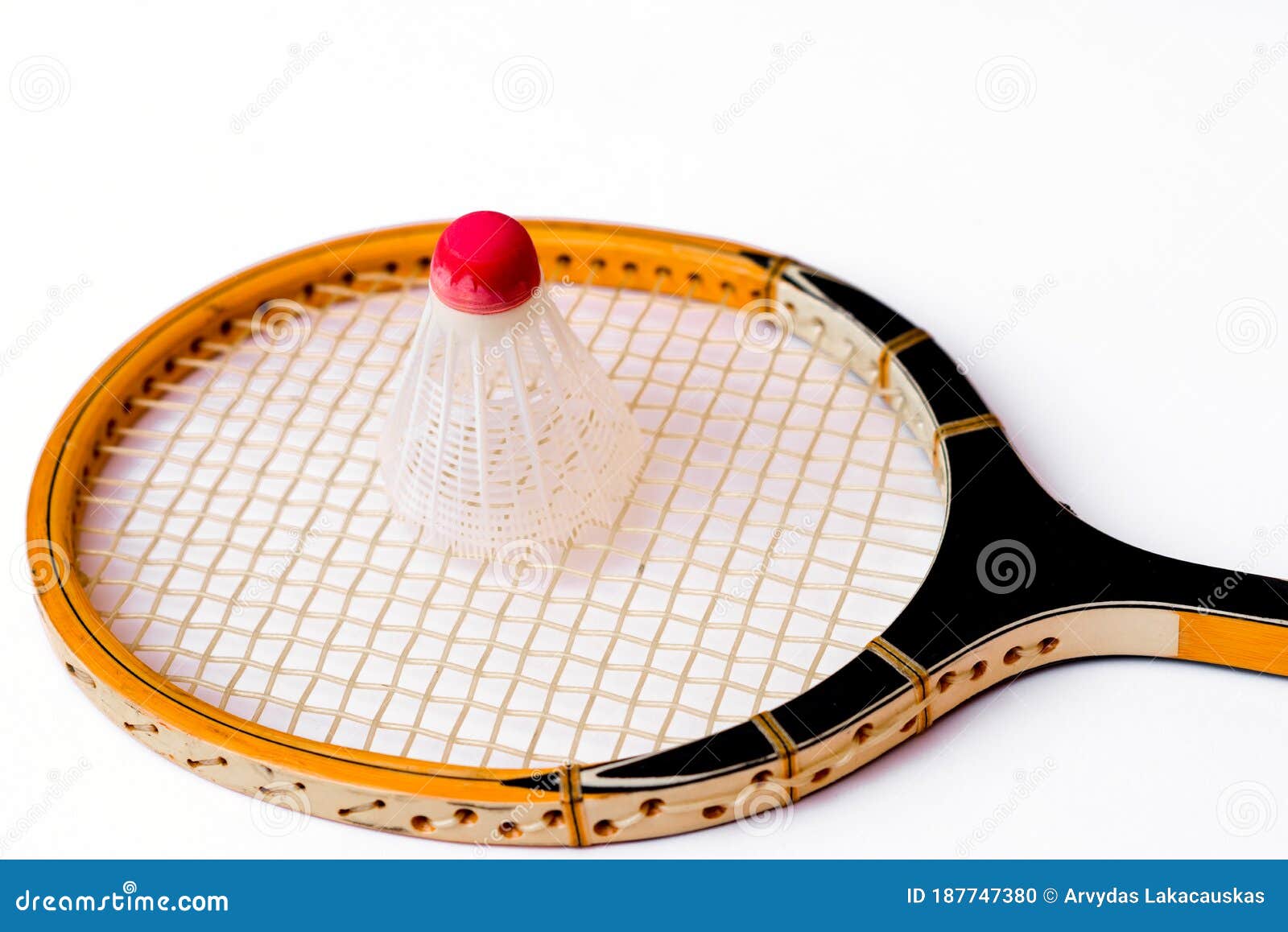 Closeup Badminton Racket And Shuttlecock Isolated On White Top View ...
