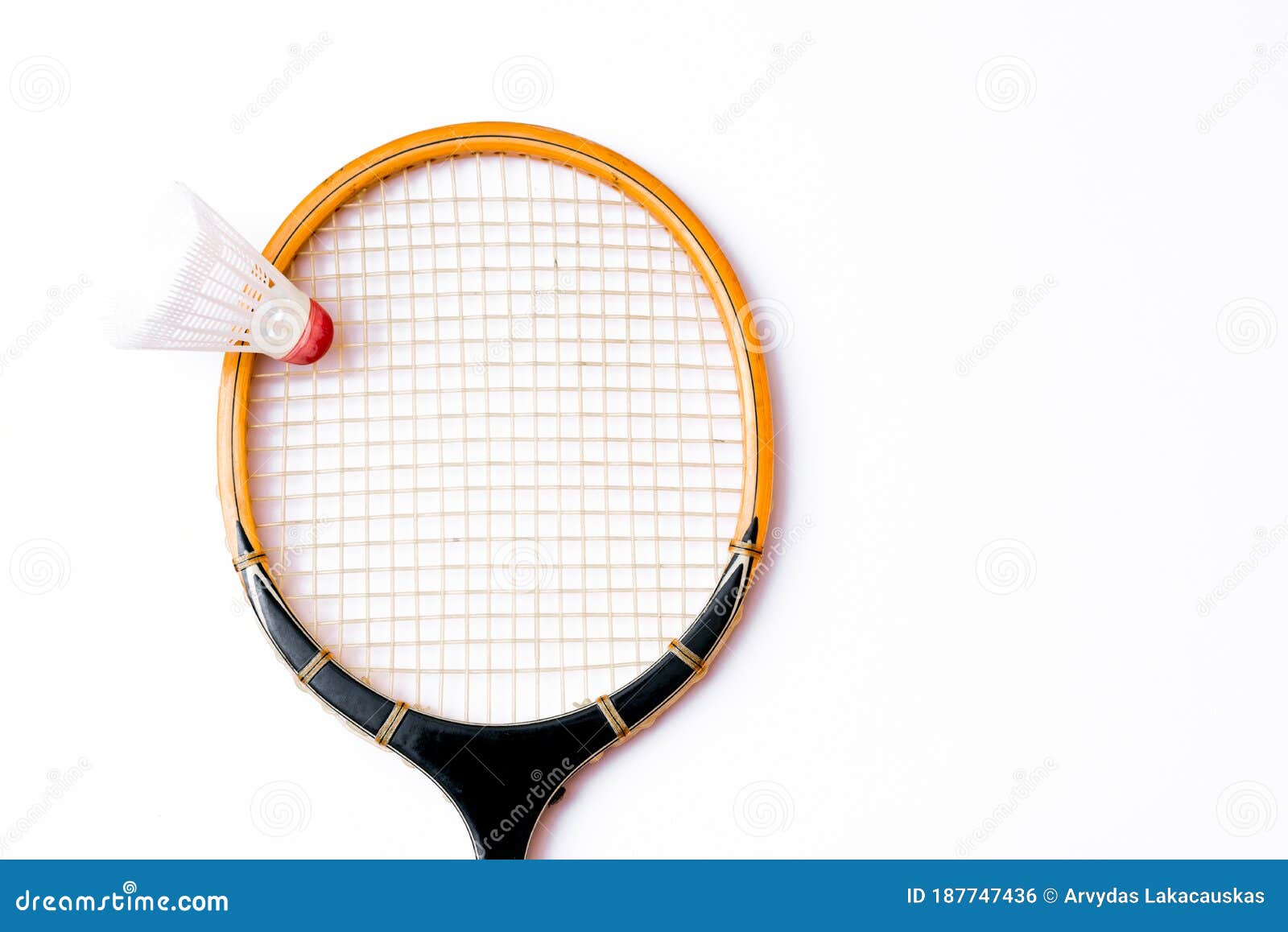Closeup Badminton Racket And Shuttlecock Isolated On White Top View ...