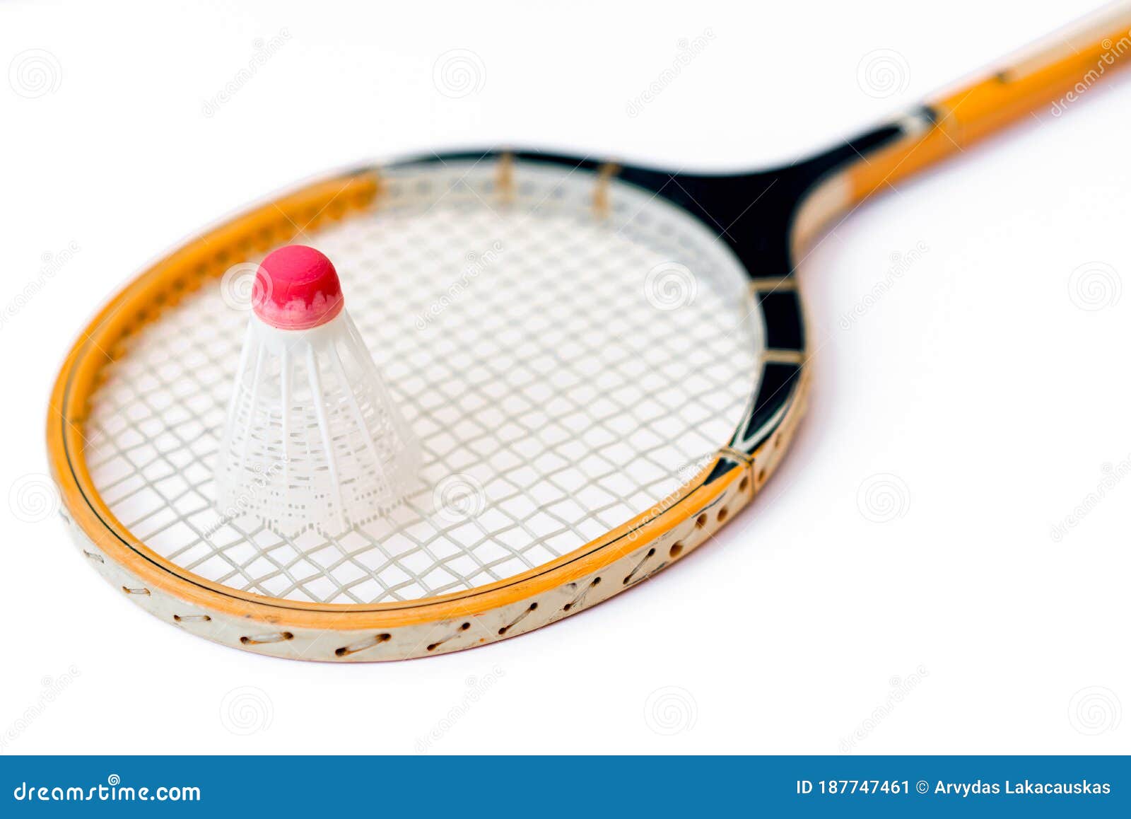 Closeup Badminton Racket And Shuttlecock Isolated On White Top View ...