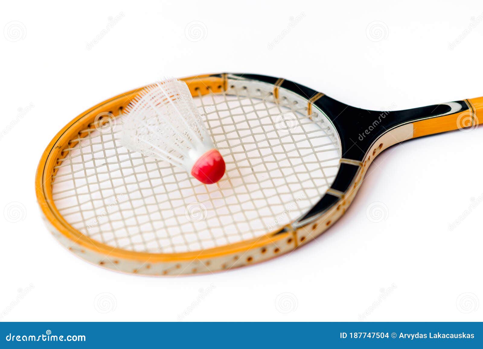 Closeup Badminton Racket And Shuttlecock Isolated On White Top View ...