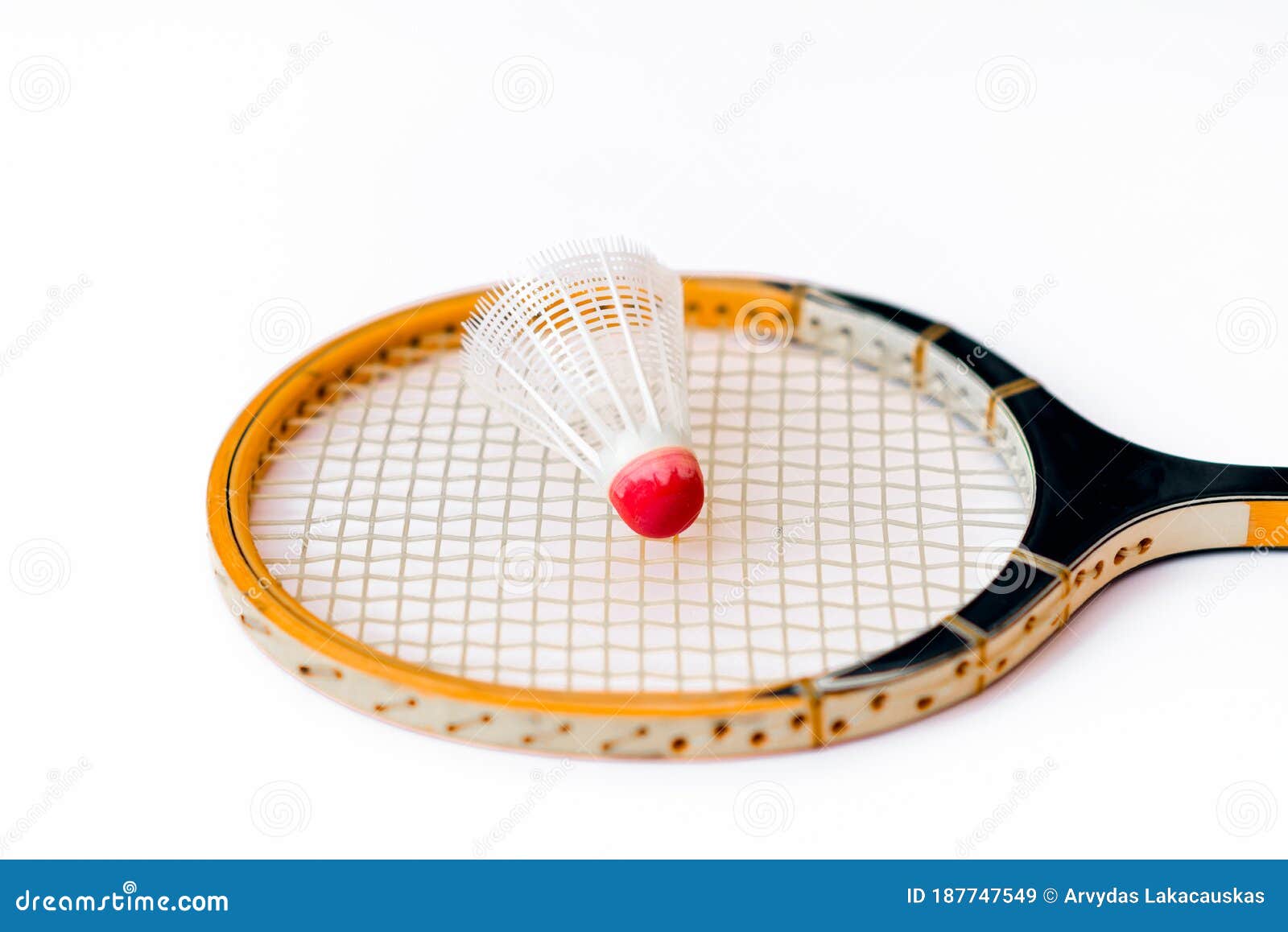 Closeup Badminton Racket And Shuttlecock Isolated On White Top View ...