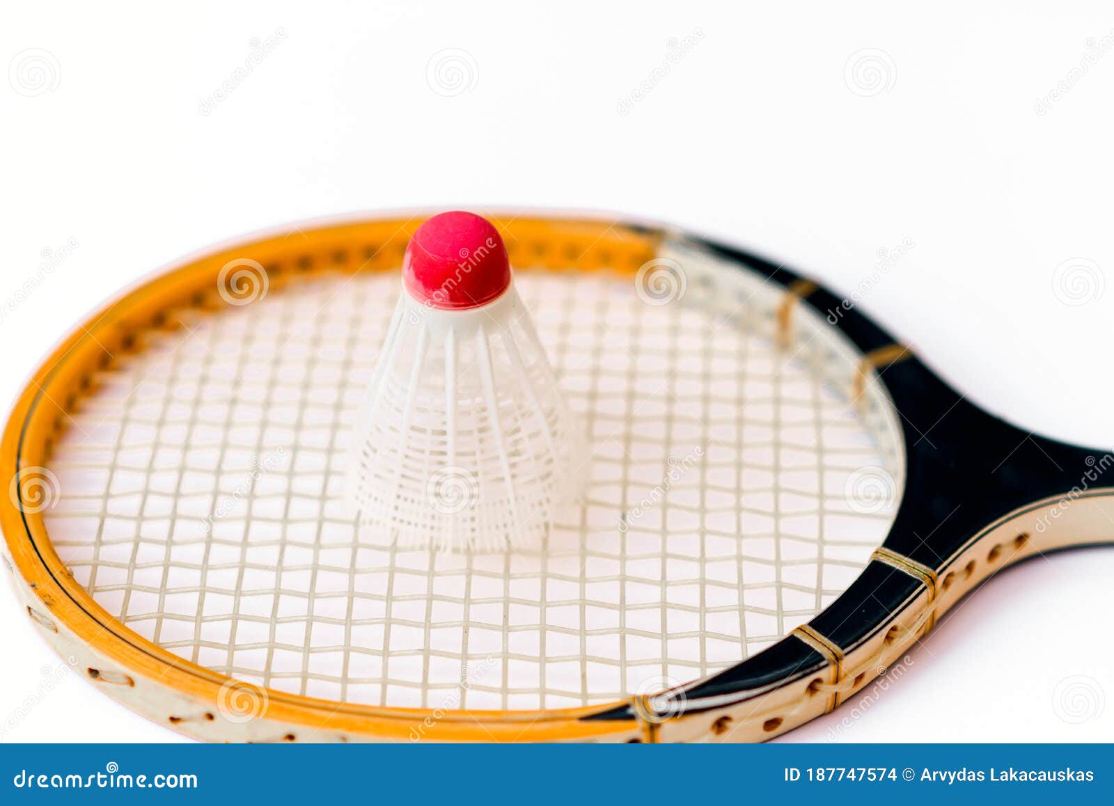 Closeup Badminton Racket And Shuttlecock Isolated On White Top View ...