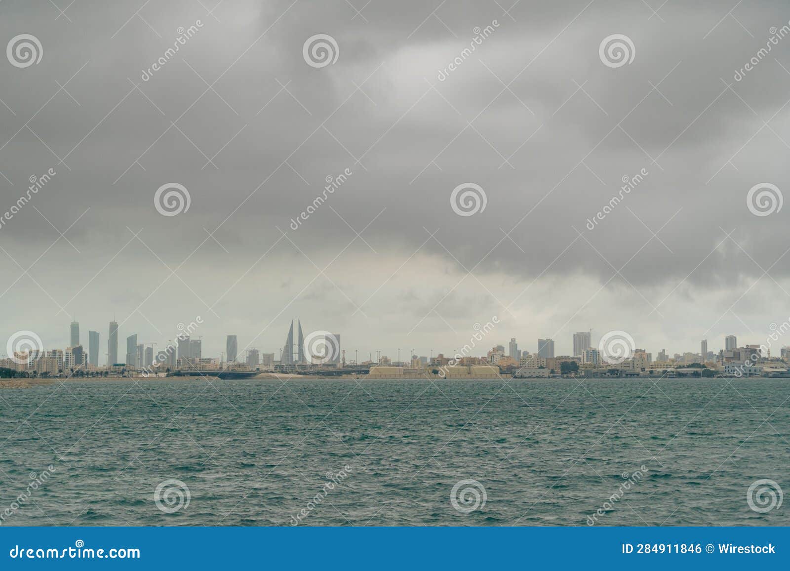 Closeup of Bahrain Skyline Manama on a Cloudy Day Stock Photo - Image ...
