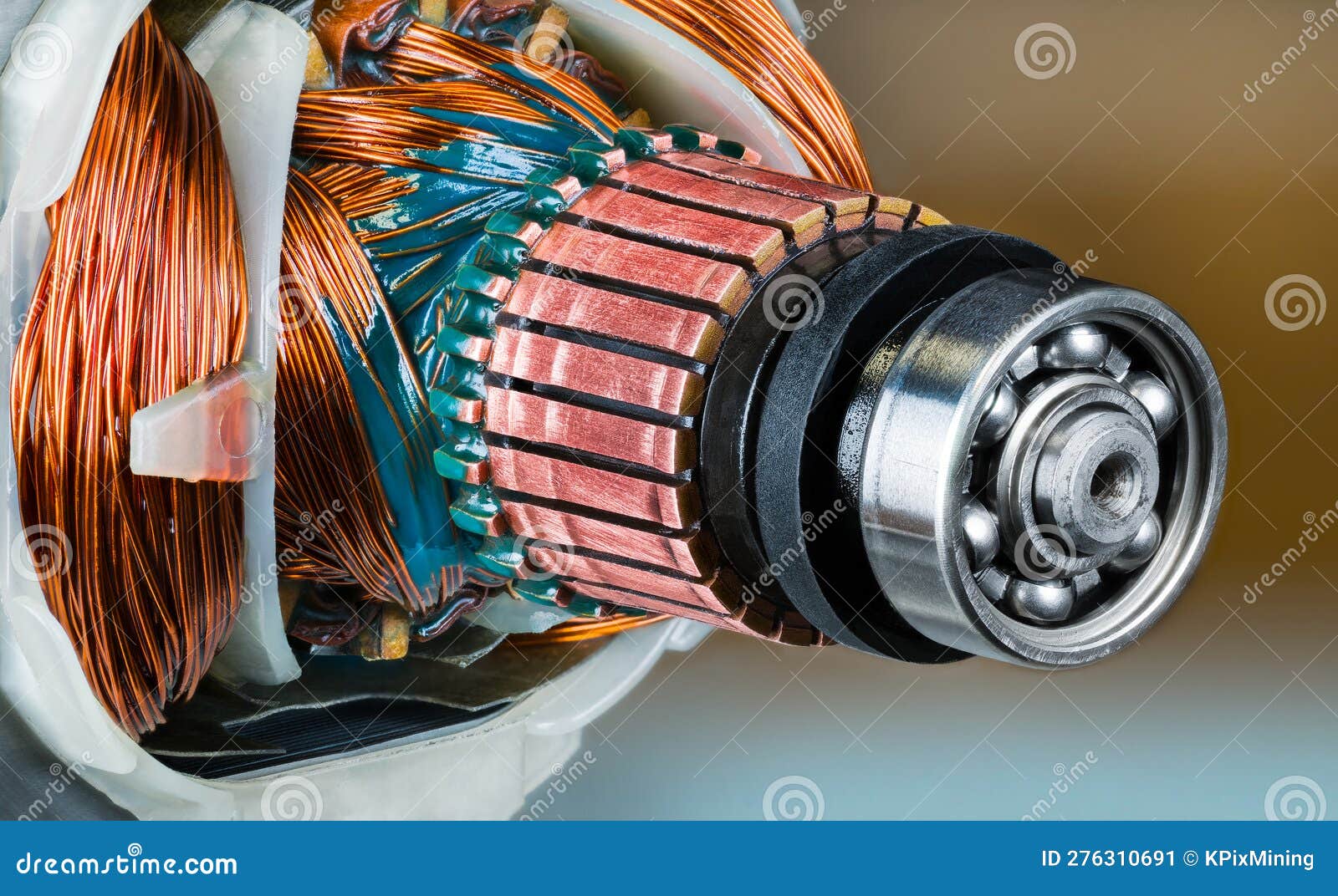 Closeup of Ball Bearing, Commutator and Rotor and Stator Inside ... Closeup of Ball Bearing, Commutator and Rotor and Stator Inside ...