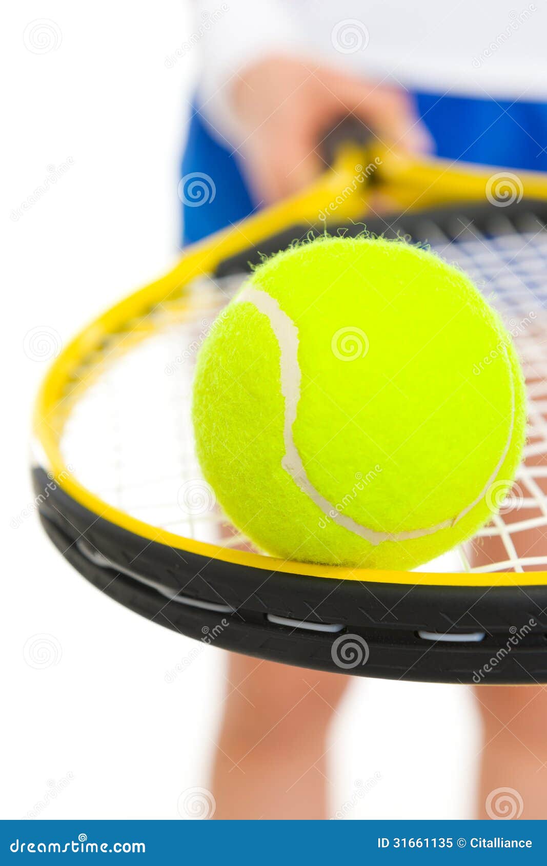 Closeup on Ball on Racket in Hand of Tennis Player Stock Image - Image ...
