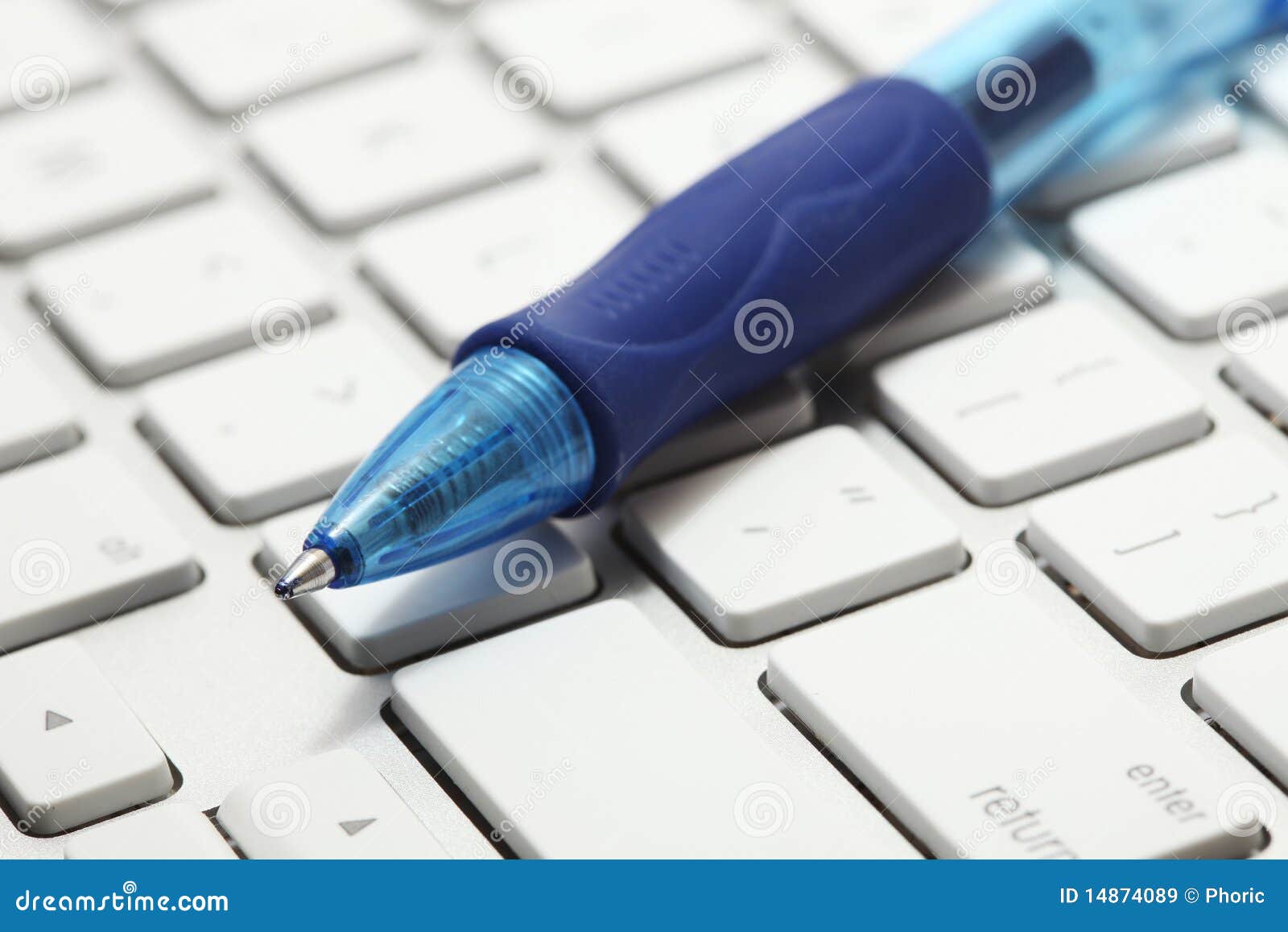 Closeup of a Ballpoint Pen on a Keyboard Stock Image - Image of ...