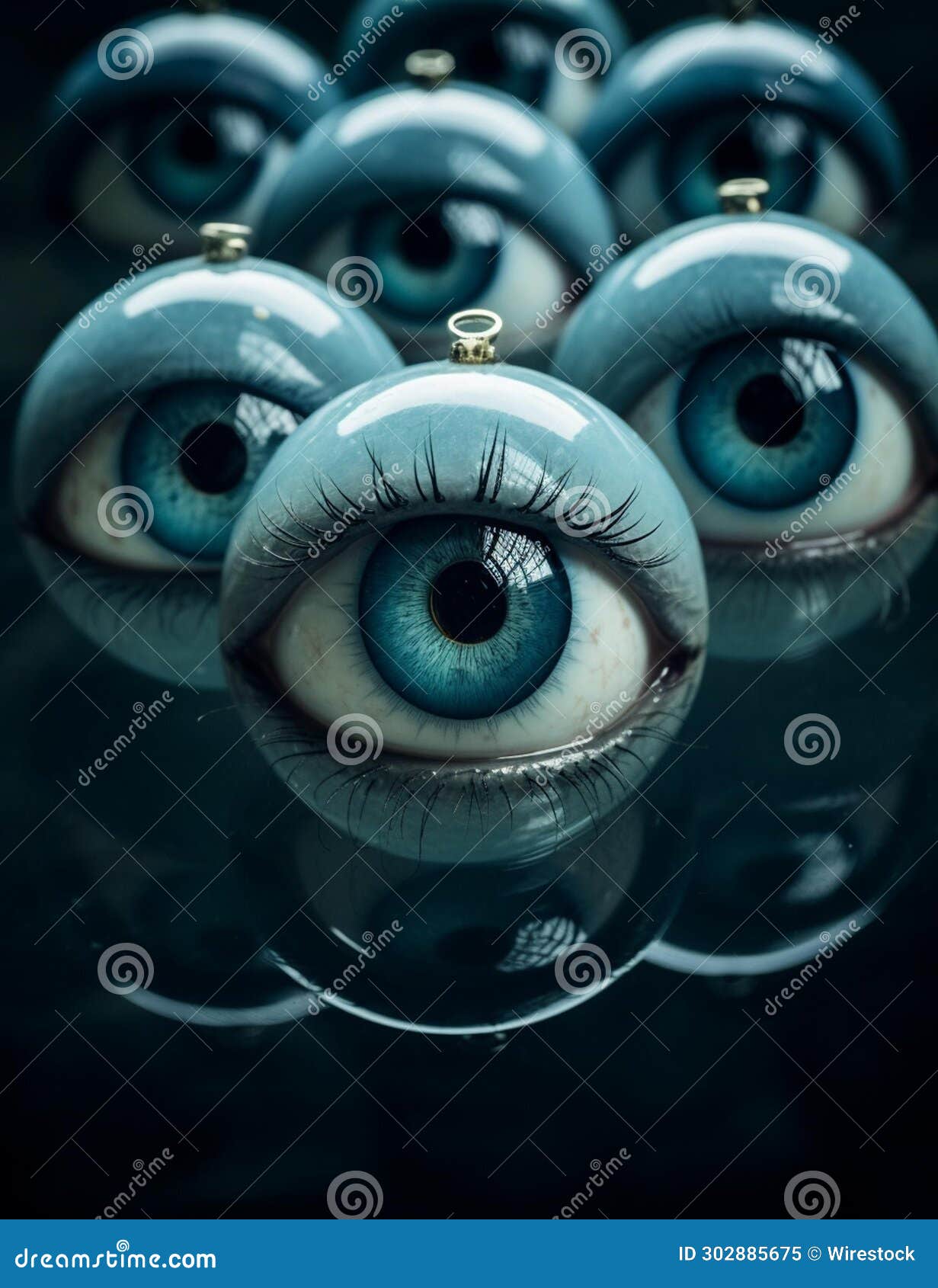 Closeup of Balls with Big Human Eyes, AI-generated. Stock Illustration ...