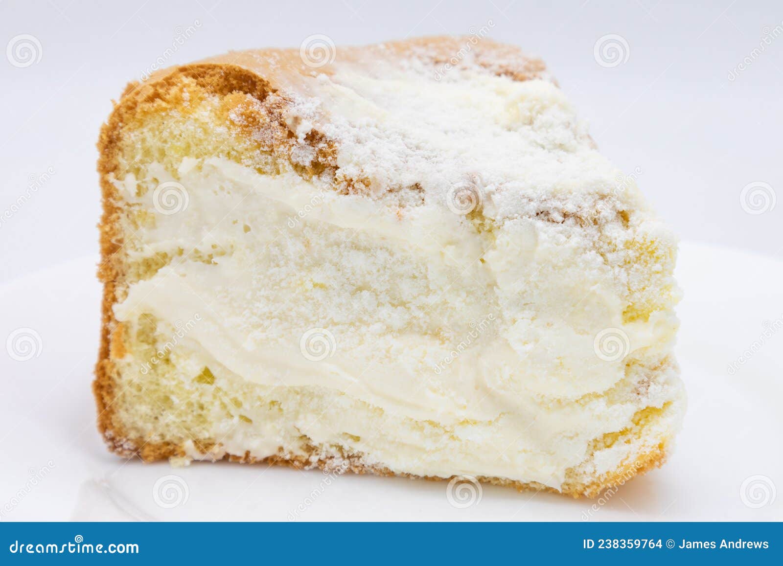 Slice of Chiffon Cake with Cream Stock Photo - Image of cake, baked ...