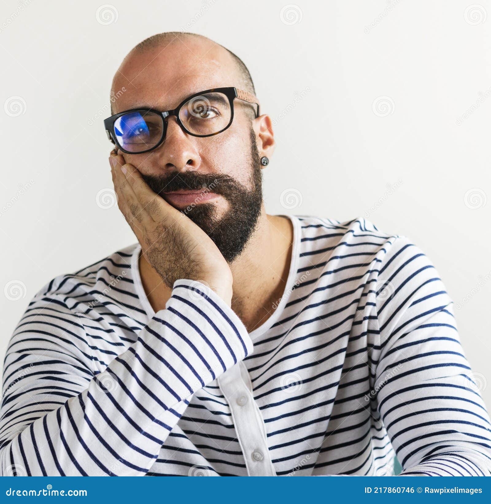 Closeup of Bearded Man Looking Bored Stock Photo - Image of alone ...