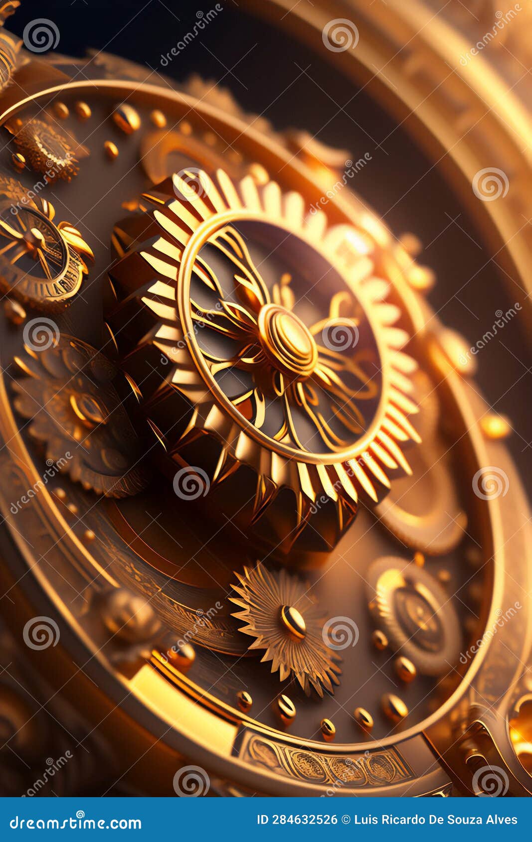Closeup of a Beautiful Golden Clockwork Gear. Generative AI_1 Stock ...