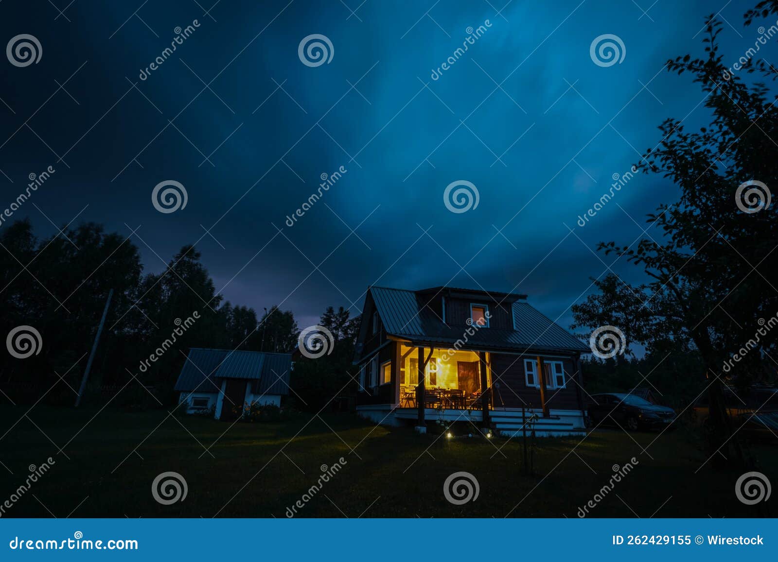 Closeup of a Beautiful House at Night Stock Image - Image of night ...