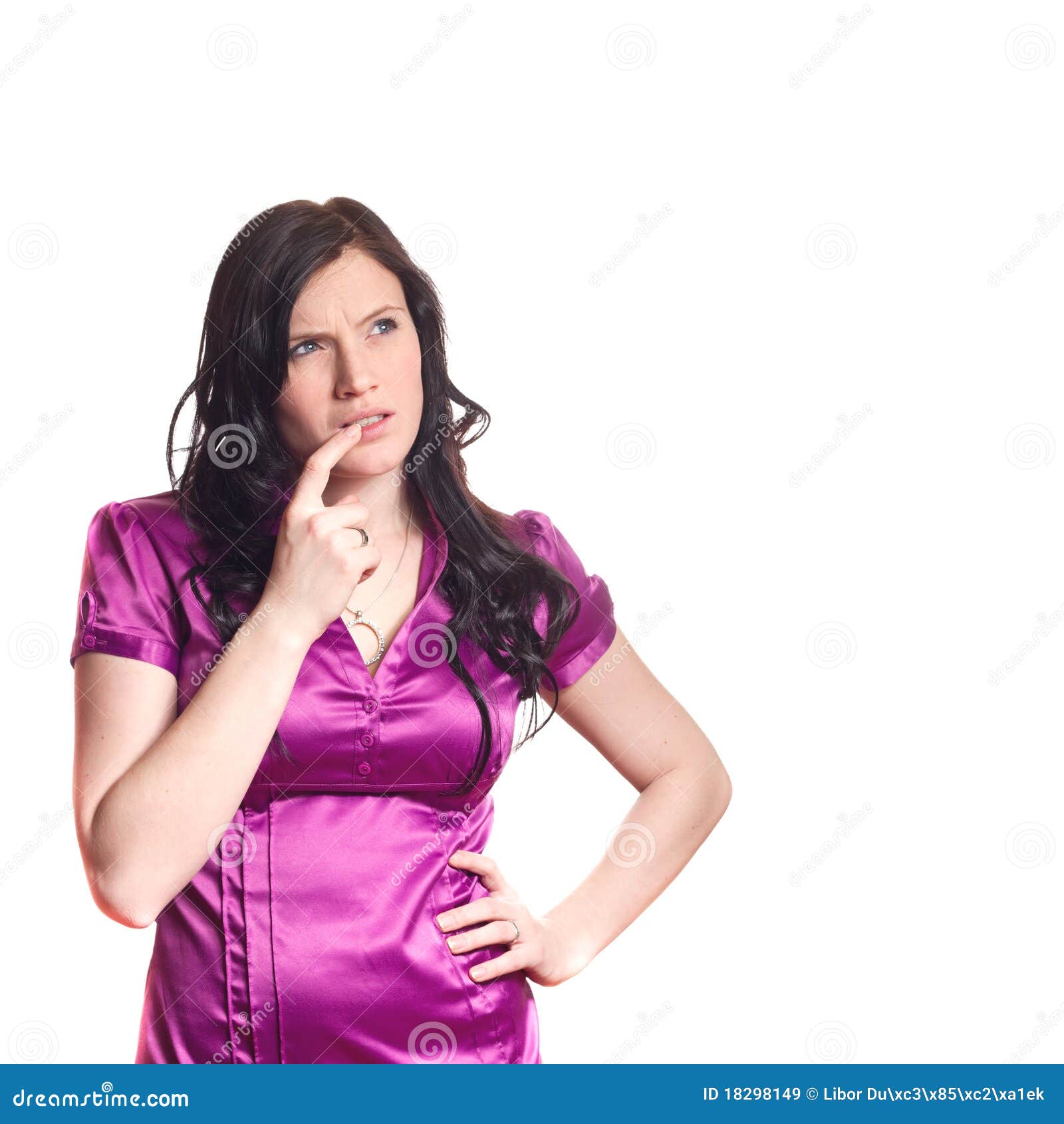 Closeup of Beautiful Thinking Woman Stock Image - Image of emotion ...