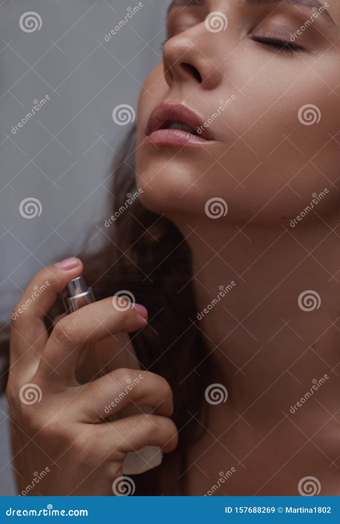Beautiful Woman Applying Perfume Stock Image - Image of aroma ...