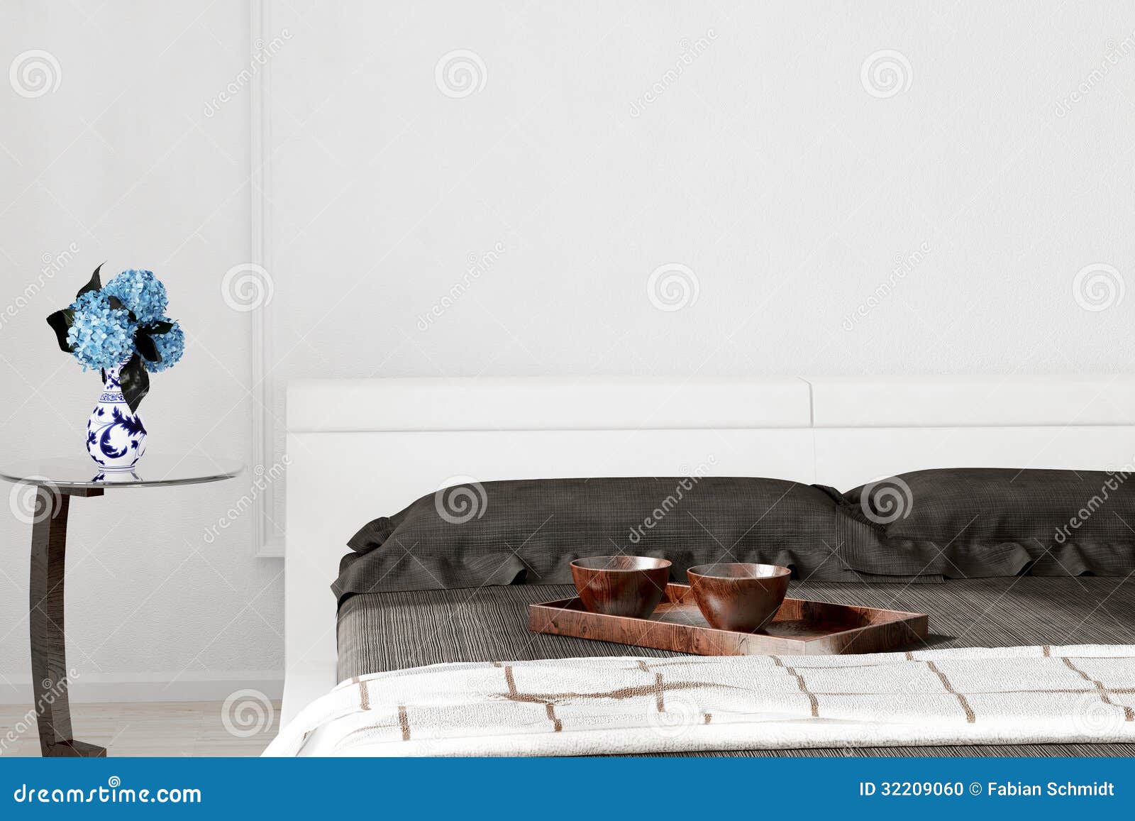 Closeup of bed with bowls stock illustration. Illustration of design ...