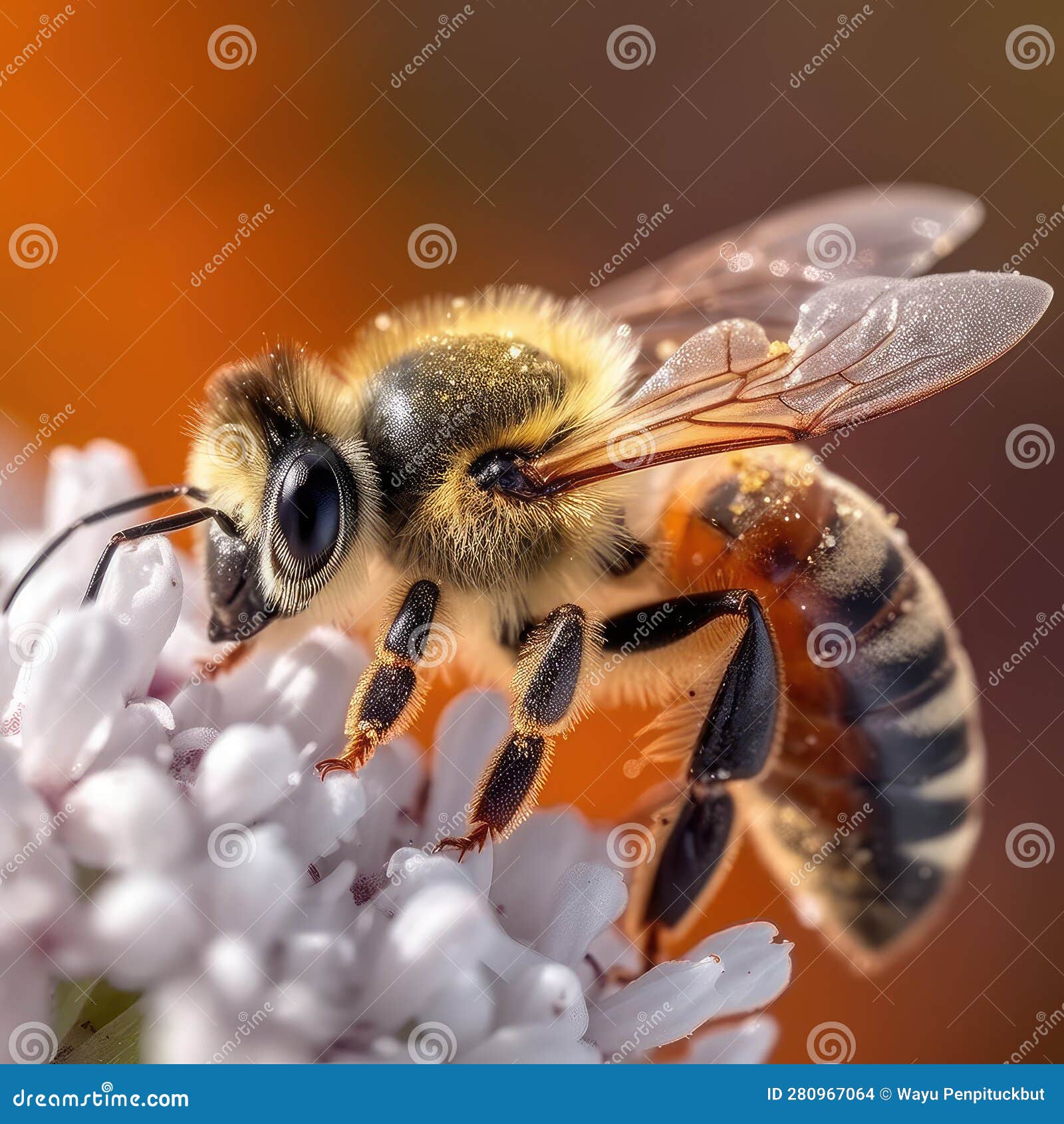 Closeup of a Bee. Ai Generative Illustration Stock Illustration ...