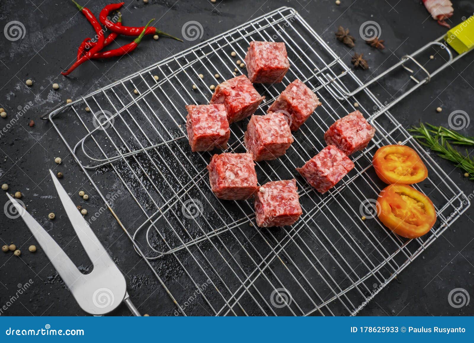 Closeup of Beef Cube Steak on the Grill Stock Image - Image of cube ...