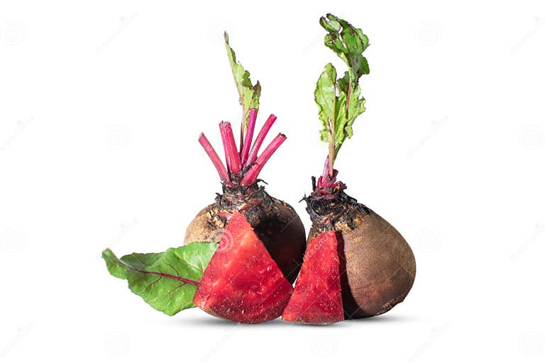 Closeup Beetroot (beet Root) and Cut in Half Sliced Isolated on White ...