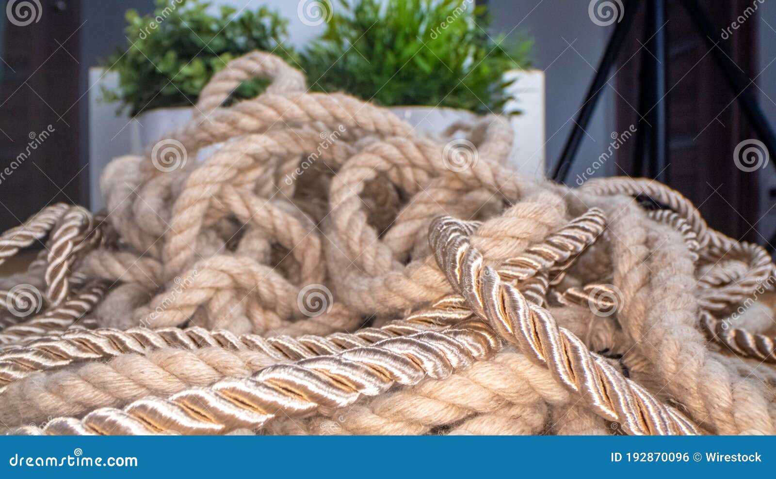 Closeup of a Beige Rope Texture with a Blurred Background Stock Photo ...