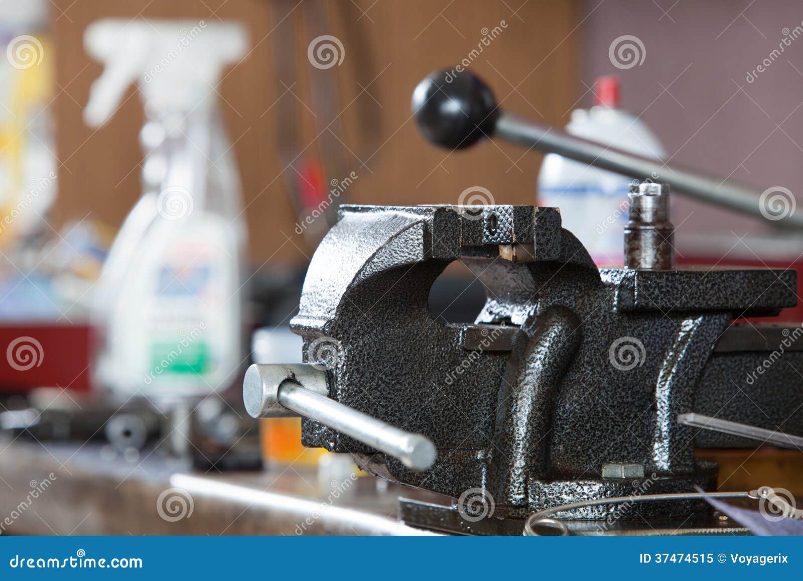 Closeup of Bench Vice at Workroom Stock Image - Image of hold, repair ...