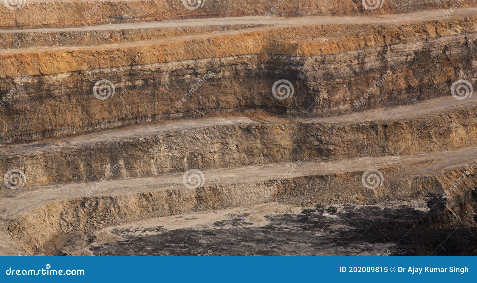 Closeup of Benches Cut at Opencast Coal Mine Stock Image - Image of ...