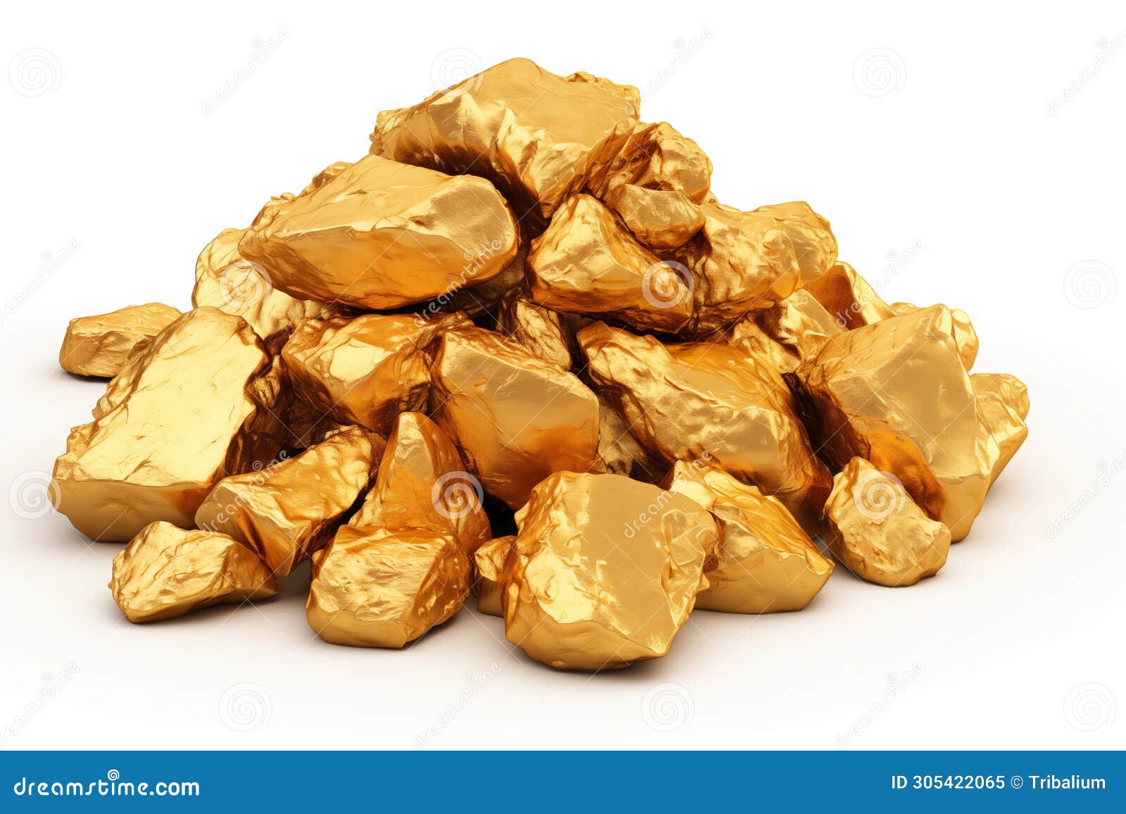 Closeup of Big Gold Nuggets on a White Background Stock Image - Image ...