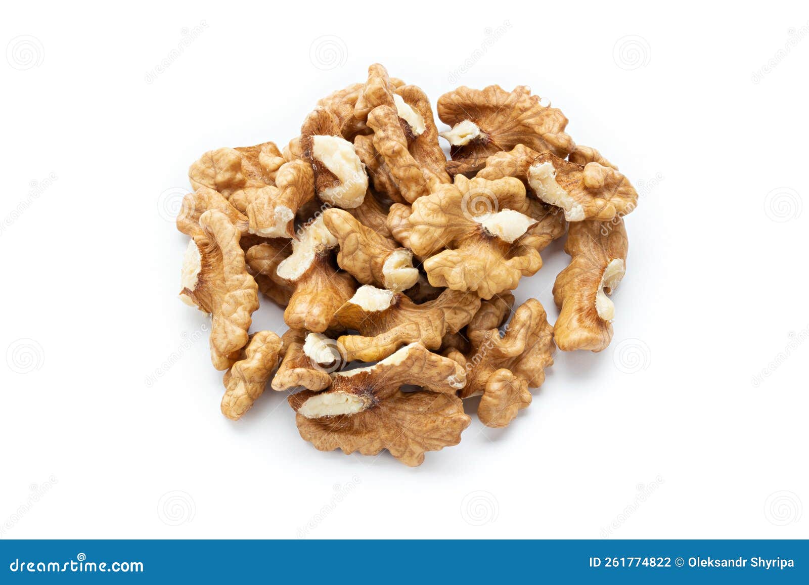 Closeup of Big Shelled Walnuts Pile on White Background. Nuts are a ...