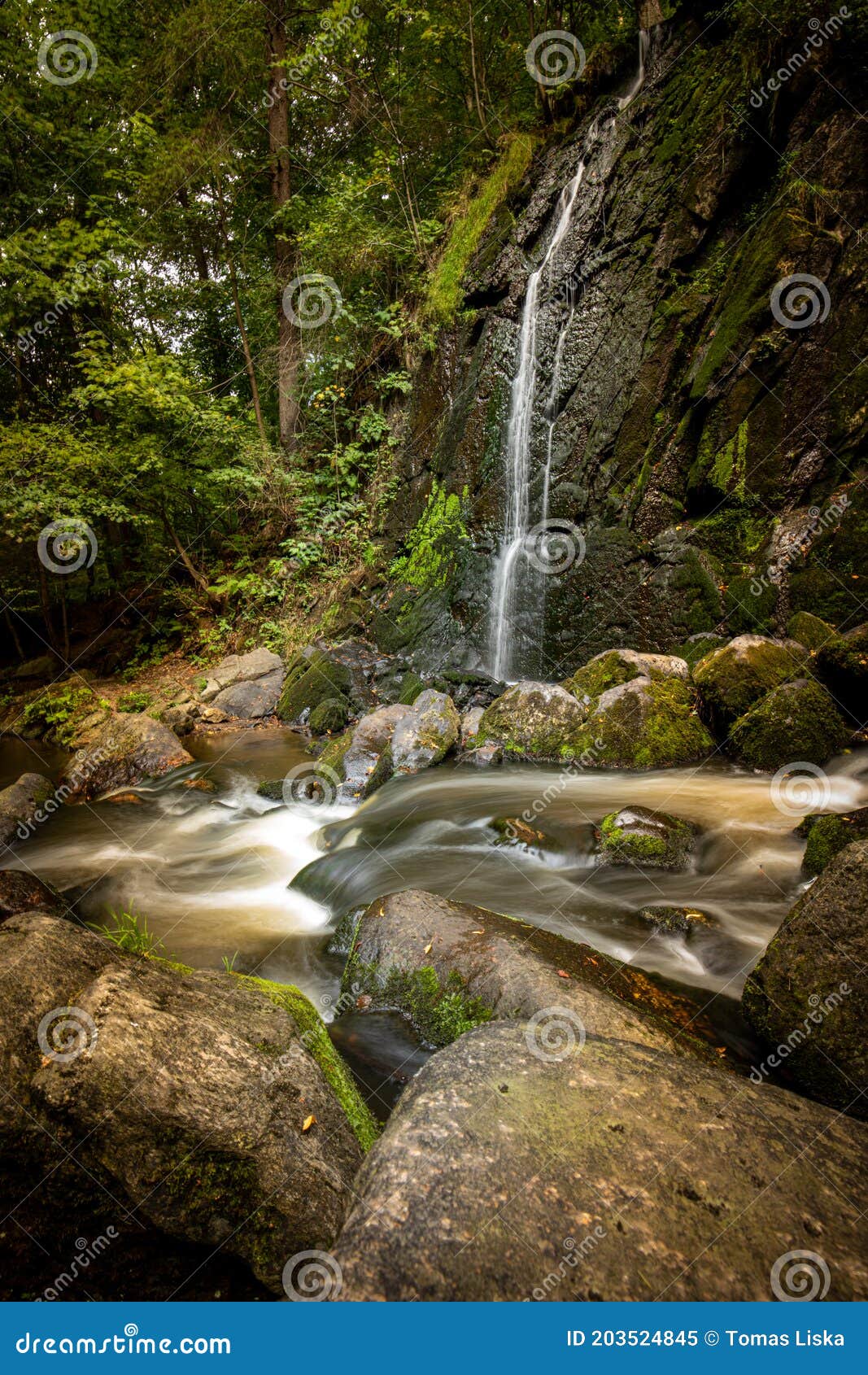 Closeup of a Big Waterfall in Summer. Stock Image - Image of summer ...