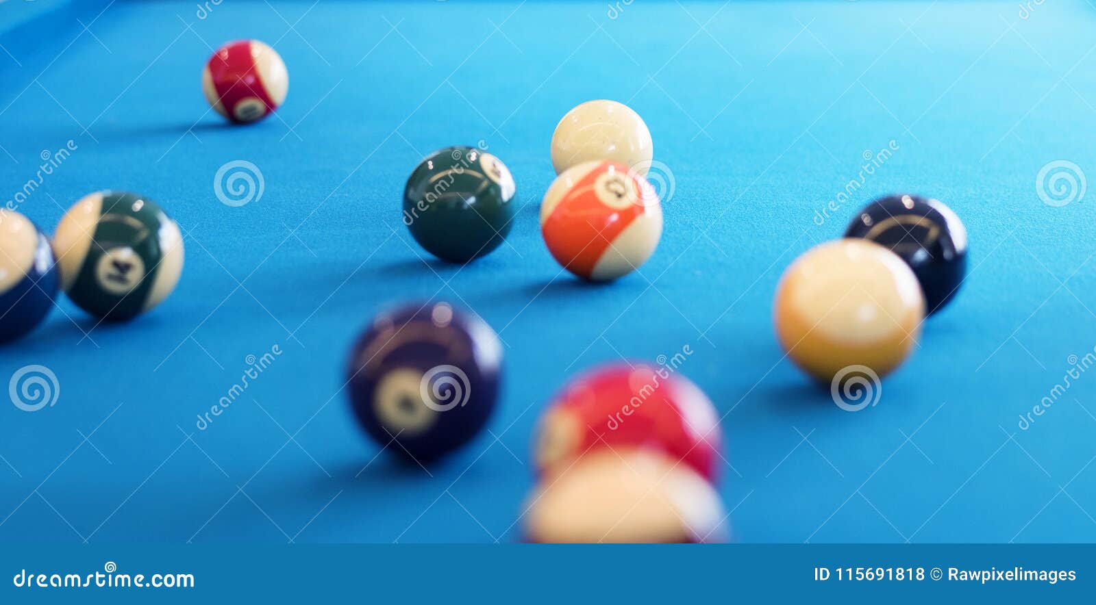 Closeup Billiard Balls on a Pool Table Stock Photo - Image of snooker ...