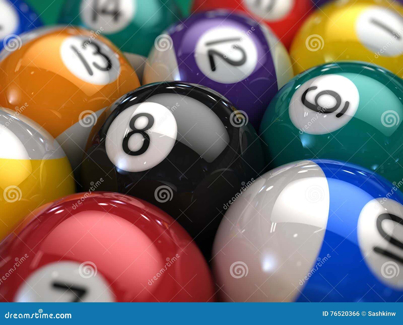 Closeup of Billiard Balls on a Pool Table Stock Photo - Image of number ...
